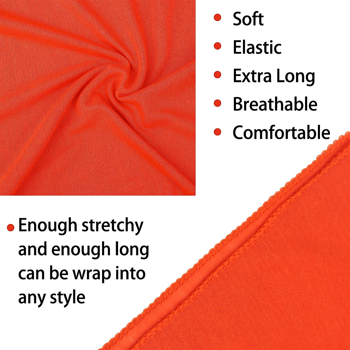 Jelyne 6 Packs Headwraps for Black Women Long Stretch Jersey Head Wrap Hair Scarf Solid Color African Fashion Headwrap