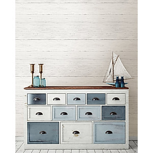 NuWallpaper NU3127 Shiplap Peel Stick Wallpaper, White & Off-White