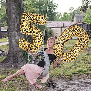 Leopard Print Number 50 Balloons Birthday Party Decorations Cheetah Theme Large Foil Mylar Helium 50th Balloon Big Birthday Party Supplies