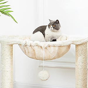 HOOBRO Cat Tree Tower for Indoor Cat, Small Cat Pet House Furniture for Kitten, 15.7 x 11.8 x 16.5 Inches, Plush Soft Hanging Basket Perch Hammock, with Sisal Cat Scratching Posts, Plush Toy BE08CT03