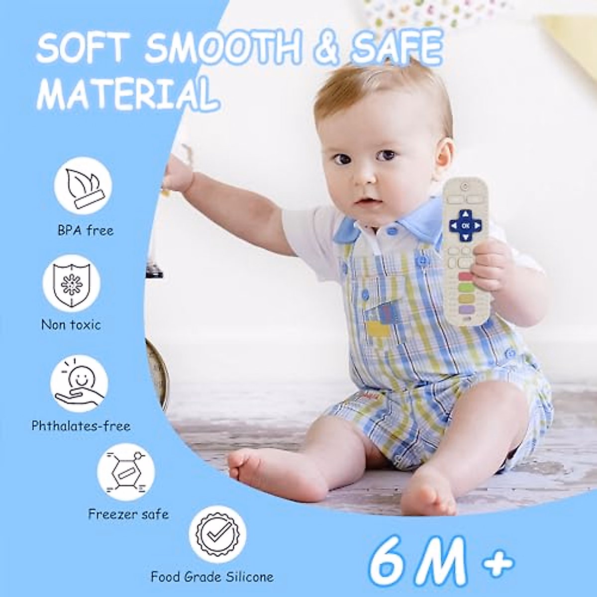 2 Pack Silicone Baby Teething Toys,Pacifiers for Toddlers Infant,Remote Control Shape Baby Teething Toys for Babies 6-12&12-18&18-24 Months,Remote Teether for Baby Chew Toys,Black+White