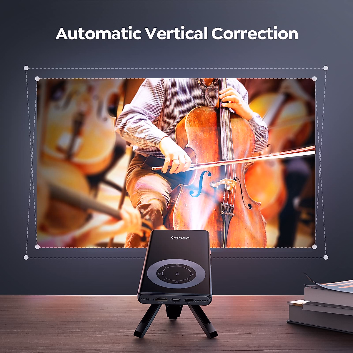 YABER Pico T1 Mini Pocket Projector with WiFi and Bluetooth, Portable Projector with Power Bank 0.52" Ultra-Thin Outdoor Movie Projector, 1080P Support Built-in Speaker, Compatible w Phone/iPad/Laptop