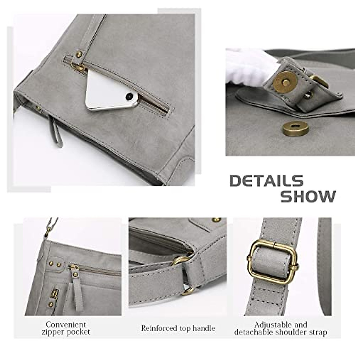 KL928 Crossbody Bags for Women Shoulder Purses and Handbags, Grey
