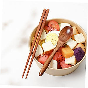 3 Sets Spoon Fork Chopsticks Wooden Spoons for Eating Wooden Flatware Wood Chopsticks Wooden Tableware Wooden Silverware Wood Dinnerware Wooden Fork Wood Spoon Wood Fork