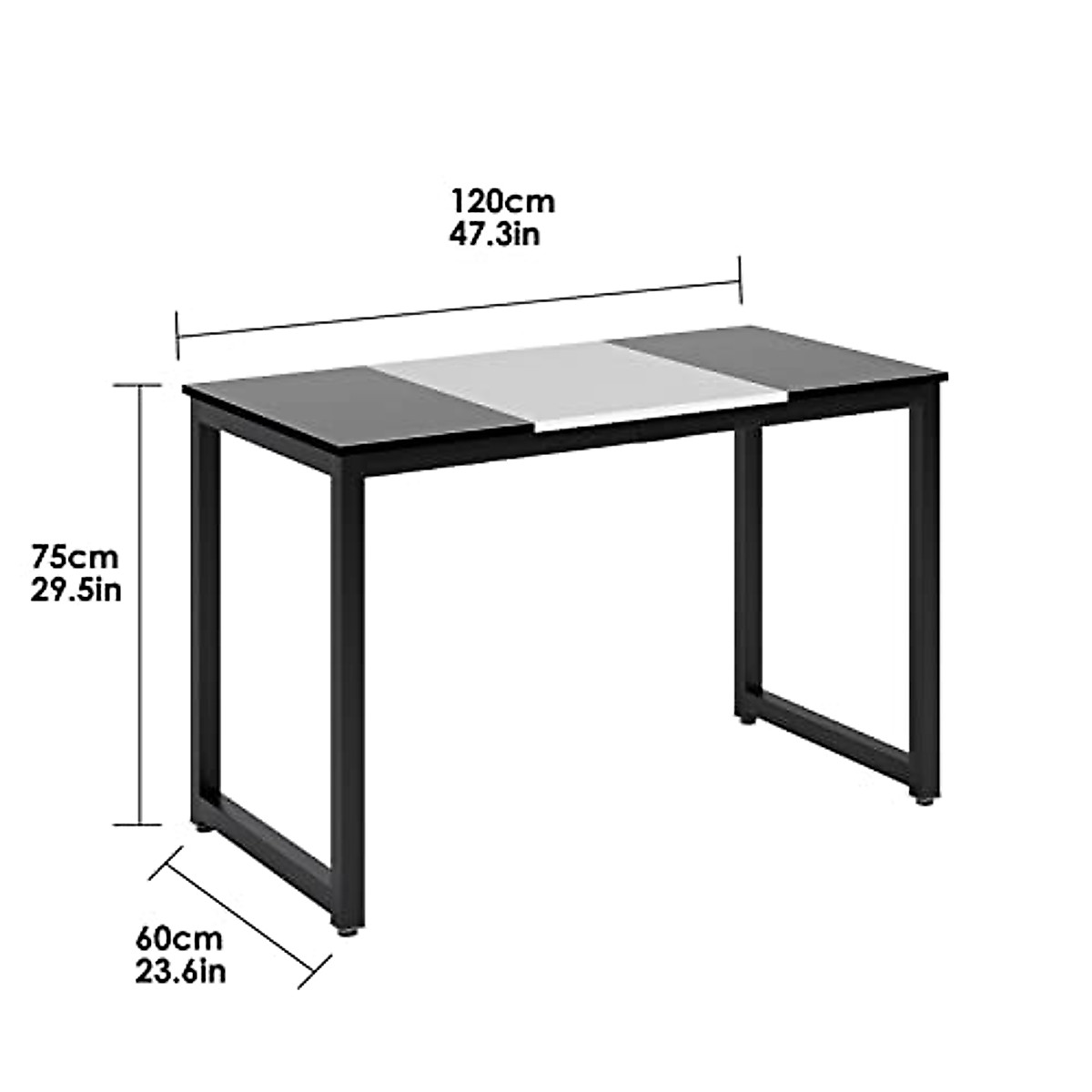 soges 47.2 Inch Computer Desk Home Office Desks Modern Laptop Table Industrial Study Writing Desk Suitable for Home Gaming Room Bedroom and Workstation, Black&White
