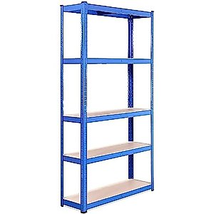 G-Rack Garage Shelving Units - 5 Tier Storage Rack Shelves Shelf Unit - 180 x 90 x 30-1 Bay 150kg Per Shelf - Heavy Duty Racking Metal Industrial Shelves Storage Rack Shed Solutions - Blue
