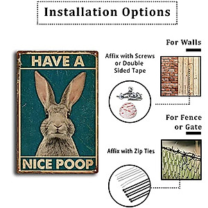 Tin Sign Rabbit Bathroom Restroom Wall Tin Sign Retro Style Easter decorations 8x12inch