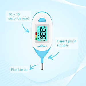 Baby Rectal Thermometer with Fever Indicator - Easy@Home Perfect Newborn and Infant Digital Thermometer with LCD Display Reading Body Temperature-Kid and Baby Item with Accurate Fast Reading - EMT-027