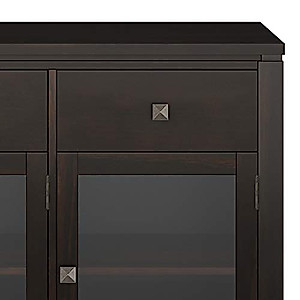 SIMPLIHOME Cosmopolitan SOLID WOOD 54 inch Wide Contemporary Sideboard Buffet in Mahogany, for the Dining Room and Kitchen