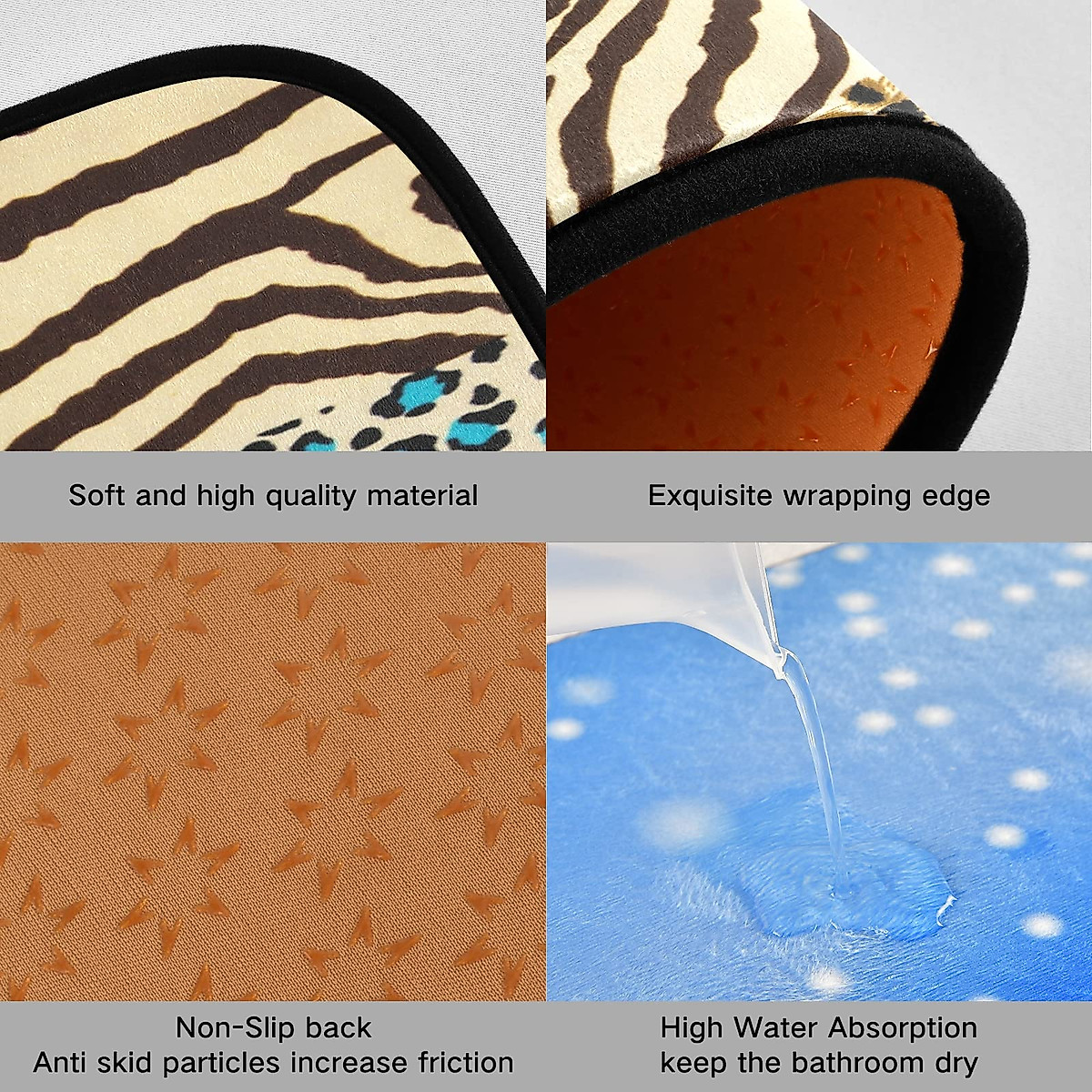 ALAZA Animal Zebra Tiger Print Non Slip Kitchen Floor Mat Set of 2 Piece Kitchen Rug 47 x 20 inches + 28 x 20 inches for Entryway Hallway Bathroom Living Roo