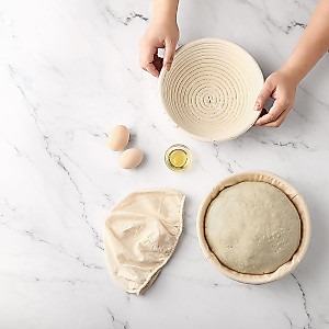 Saint Germain Bakery Premium Round Bread Banneton Basket with Liner - Perfect Brotform Proofing Basket for Making Beautiful Bread (10 inch)