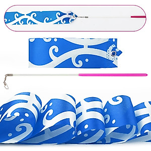 LUTER 2pcs Streamer Dance Ribbon, 78.7inch Ribbons for Gymnastics Dance Ribbon with Ribbon Dancer Wand, Streamer on a Stick for Kids Artistic Dancing Training Birthday Party Favors (Blue)