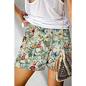 ONLYSHE Women's Floral Shorts Athletic Workout Running Lounge Short Pants with Pockets