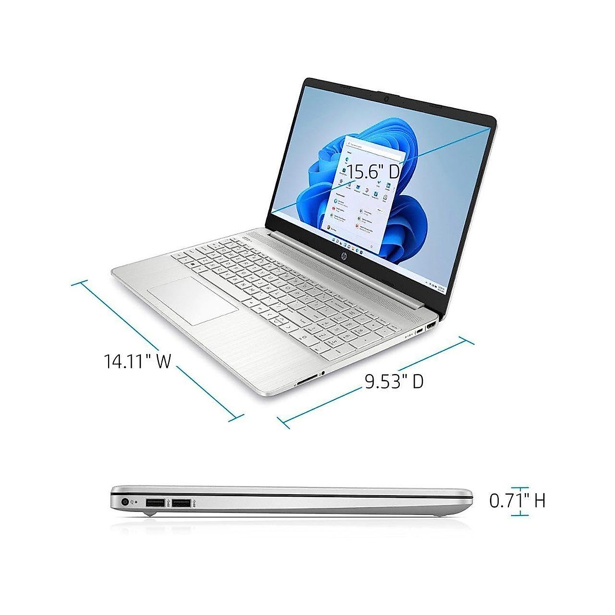 HP 2023 15.6" HD Touchscreen Premium Laptop, 12th Gen Intel 6-Core i3-1215U Upto 4.4GHz, 16GB RAM, 256GB PCIe SSD, Intel UHD Graphics, Windows 11 Home + HDMI Cable, Silver