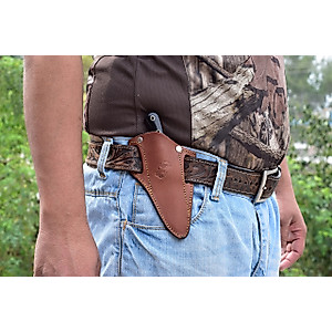 Knives Ranch Handmade Damascus Steel EDC Utility Knife - Full Tang - Burlap Micarta Handle - Heavy-Duty Pancake Sheath Snug Fit (3112-M)