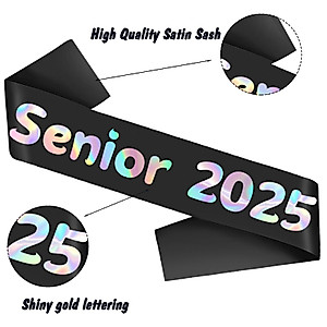 Black Senior 2025 Sash Iridescent Printing Letters, 2025 Graduation Celebrations Sashes, Class of 2025 Sash for Graduation Party, Senior Cheer Sashes, Cheerleader Sash, Class Competition Sashes