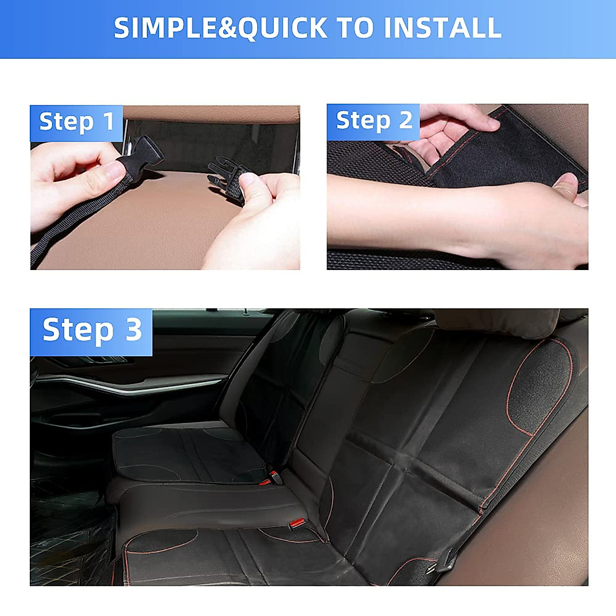 Car Seat Protector for Child Car Seat 2 Pack Waterproof 600D Fabric Child Baby Non Slip Seat Back Protector with Storage Pockets Car Seat Cover Mat Protector for Fabric and Leather Seats