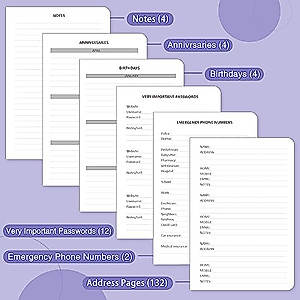 Address Book with Alphabetical Tabs, Hardcover Password Book, Address Organizer Keep Track of Phone Numbers, Special Days, Birthdays, Anniversaries and Notes (5.3'' x 7.7", Deep Purple)