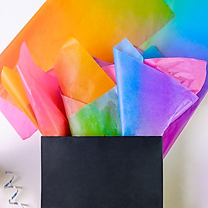 MR FIVE 20 Sheets 20"x 28" Rainbow Tissue Paper Bulk,Red Purple Green Blue Gradient Tissue Paper for Gift Bags,Rainbow Tissue Paper for Baby Shower Birthday Weddings Thanksgiving