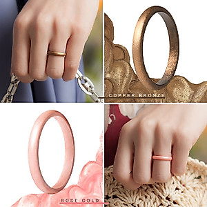 ThunderFit Women's Thin and Stackable Silicone Wedding Bands, Promise Rings 2.5mm Wide 2mm Thick - 1/4/5/6/7/8/9/10 Variety Multipack (Pack A - Size 8.5-9 (18.9mm))