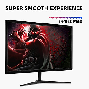 Wstirhy 24 inch 144hz Gaming Monitor, FHD PC Monitor LED 1920x1080, 1ms 144Hz, TN Panel, 99% sRGB, VESA, DisplayPort, HDMI, Black
