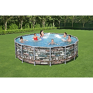 Bestway 56965E Power Steel 16' x 48" Set Above Ground Pool, Stone