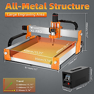 FoxAlien CNC Router Machine XE-PRO with Ball Screws, 400W Spindle 3-Axis Engraving Milling Machine for Wood Aluminum Cutting Upgradable to Linear Rails