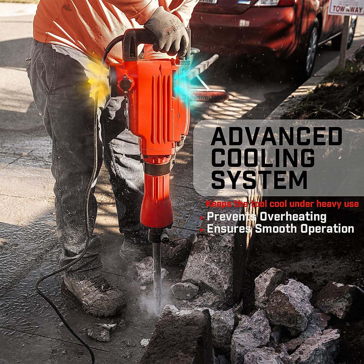 XtremepowerUS 2200W Electric Demolition Jack Hammer Concrete Breaker Punch Drill Chisel & Shovel Digging Bits w/Case