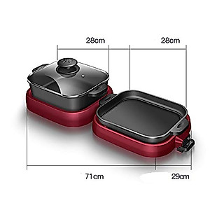 Electric Frying Pan Electric Skillet Multi-Function Two-in- Electric Smokeless Baking Pan Home Barbecue Hot Pot Body Pot