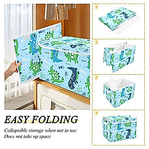 innewgogo Cute Dinosaur Storage Bins with Lids for Organizing Storage Bin with Handles Oxford Cloth Storage Cube Box for Toys