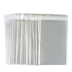 FUNNYARD Self Adhesive Bag 100 PCS 4 x 6 Inch Clear Resealable Cellophane Bags Party Favor Self Sealing Treat Bags for Cookie Bakery Soap
