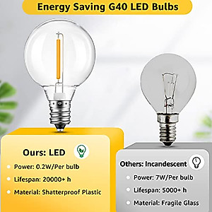 Mlambert Solar String Light Outdoor 30ft, ShatterProof Lights with 4 Modes, 15+1Bulbs, Waterproof LED Global Lights for Garden, Backyard, Porch, Black