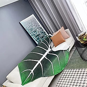 Dyto Leaf Blanket Green Plant Throw Blankets Wrapping Towel Realistic Decorative Floral Blankets for Sofa Bed Beach Towel let Throw, 60x80in