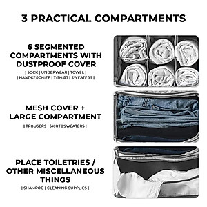 Artos Hanging Portable Luggage Suitcase Carry On Closet Shelving Organizer w/Hooks| for Travel, Camper, RV |Packing Cube(Grey)