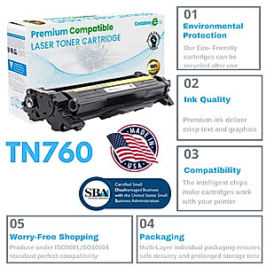 Compatible Toner Cartridge for Brother TN760 TN730, Works with HL-L2350DW HL-L2395DW HL-L2390DW HL-L2370DW MFC-L2750DW MFC-L2710DW DCP-L2550DW, High Yield USA Manufactured (Black,4 Pack)