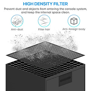 2 Pack Dust Filter Cover for Xbox Series X with Rubber Dust Plugs and Joystick Thumb Grips, YUANHOT Accessories Top Case Vent Dust Proof Filter Cover