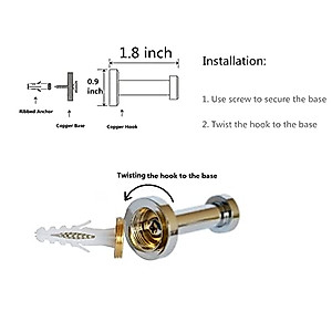 FAME SUPERB Brass Single Towel Robe Hook, Wall Mounted Rustproof Hooks with Concealed Screws, Easy Installation (4, Polished Chrome)