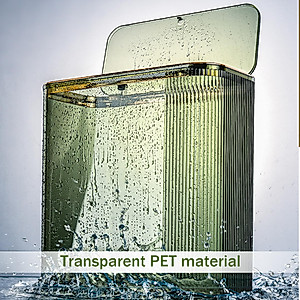 Transparent Trash Can, 12.2x6.1x11.8 inch Green Garbage Can, Bathroom Trash Cans with Lids, Plastic Slim Waste Basket, Space-saving Trash Can