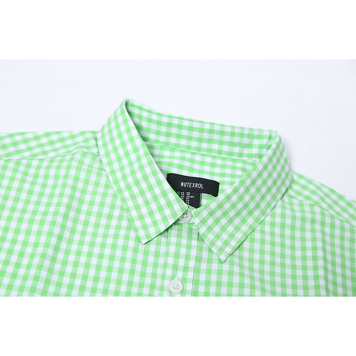 Men Plaid Cotton Casual Slim Fit Long Sleeve Button Down Dress Shirts Light Green