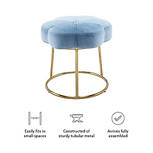 Linon Light Blue and Gold Vanity and Accent Talulah Stool