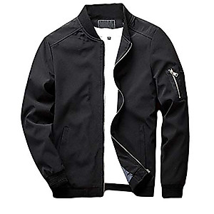 sandbank Men's Slim Fit Lightweight Softshell Flight Bomber Jacket Coat (US XS, Black #2)