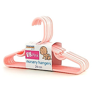 HANGERWORLD Set of 20 Pink Plastic Children's Hangers - Includes 10 Kid Coat Hangers & 10 Kids Pants Hangers, 11.8inch for Baby and Toddler Clothes