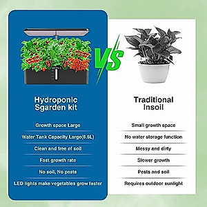 Hydroponics Growing System Herb Garden - MUFGA 18 Pods Indoor Gardening System with LED Grow Light, Plants Germination Kit(No Seeds) with Pump System, Adjustable Height Up to 17.7" for Home, Black