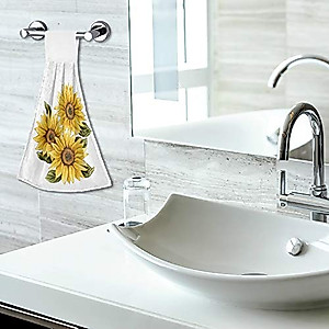Boccsty Sunflower Hanging Kitchen Towels 2 Pieces Spring Summer Autumn Dish Cloth Tie Towels Hand Towel for Bathroom Farmhouse Housewarming Tabletop Home