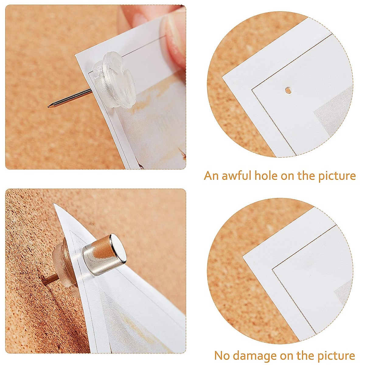 Magnetic Pushpin Magnetacks Magnet Thumbtack Poster and Photo Hangers for Walls Bulletin Boards (50)