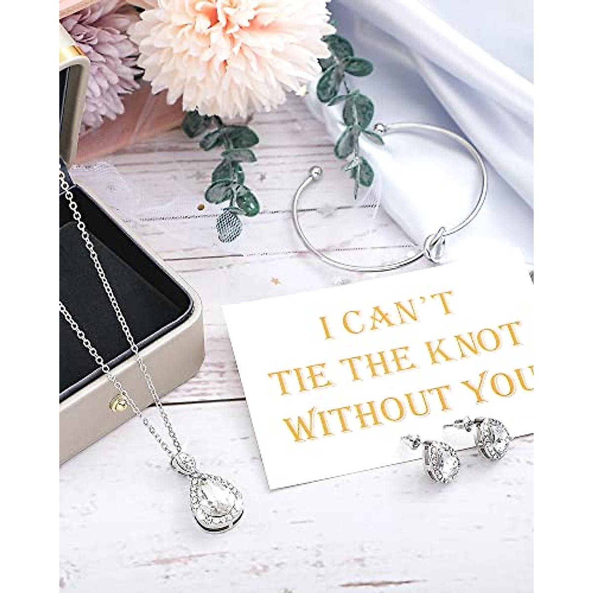 Fumete 6 Sets Bridesmaid Jewelry Set for Wedding Necklace Earrings Bracelet Bridesmaid Jewelry for Bridesmaid Gifts