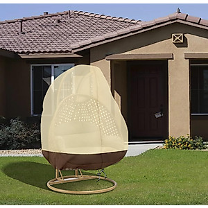 HEPOVER Egg Chair Cover Double - 91x87 Inch Patio Hanging Egg Chair Cover 420D Oxford Durable Waterproof Outdoor Chair Cover for Porch Wicker Egg Swing with Zipper