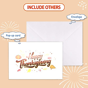 DTESL 3D Pop Up Thanksgiving Card with Light and Music, for All Occasion, Fall Card, Thanksgiving Card, Birthday Card, Fall Thank You Card, Happy Holiday Card, with Envelope
