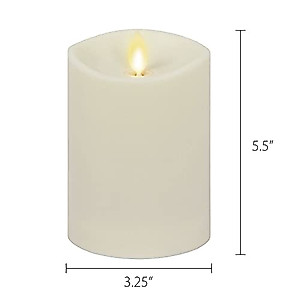 Luminara Set of 2 Outdoor Moving Flame Pillar (IPX4) with Remote Control, Flameless LED Candle, Melted Edge, Smooth Matte Finish, Timer, Ivory 3.25" x 5.5" and 6.5"