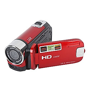 DV Camera, 16x Digital Zoom Gift Vlogging Camera 2.7in TFT Rotatable Screen 1080P 16MP Long Battery Life for Baby's Growth Records (Red)